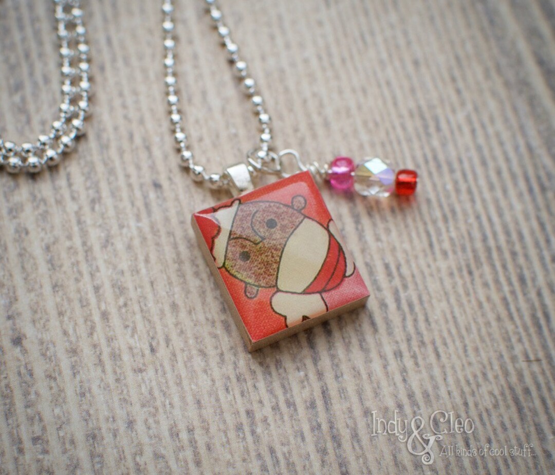 Sock Monkey Scrabble Necklace, Scrabble Tile Pendant, Good Luck Charm ...