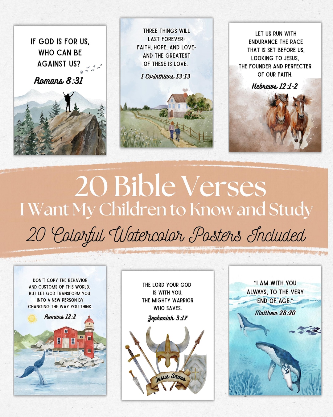 Bible Verse Posters - 20 Memory Verses Created for Scripture Study - Etsy