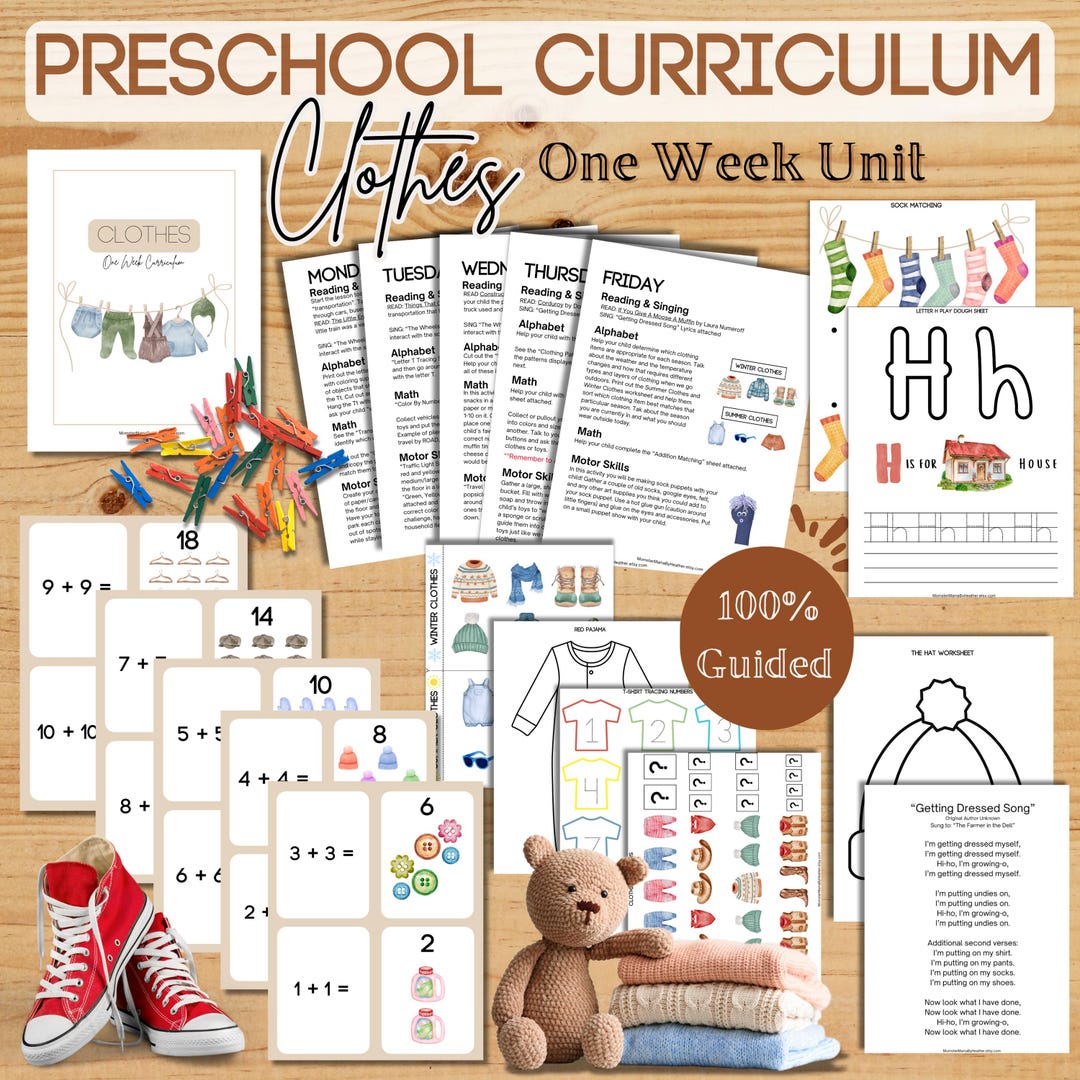 CLOTHES Preschool Curriculum - Completely Guided Lessons - Hands on ...