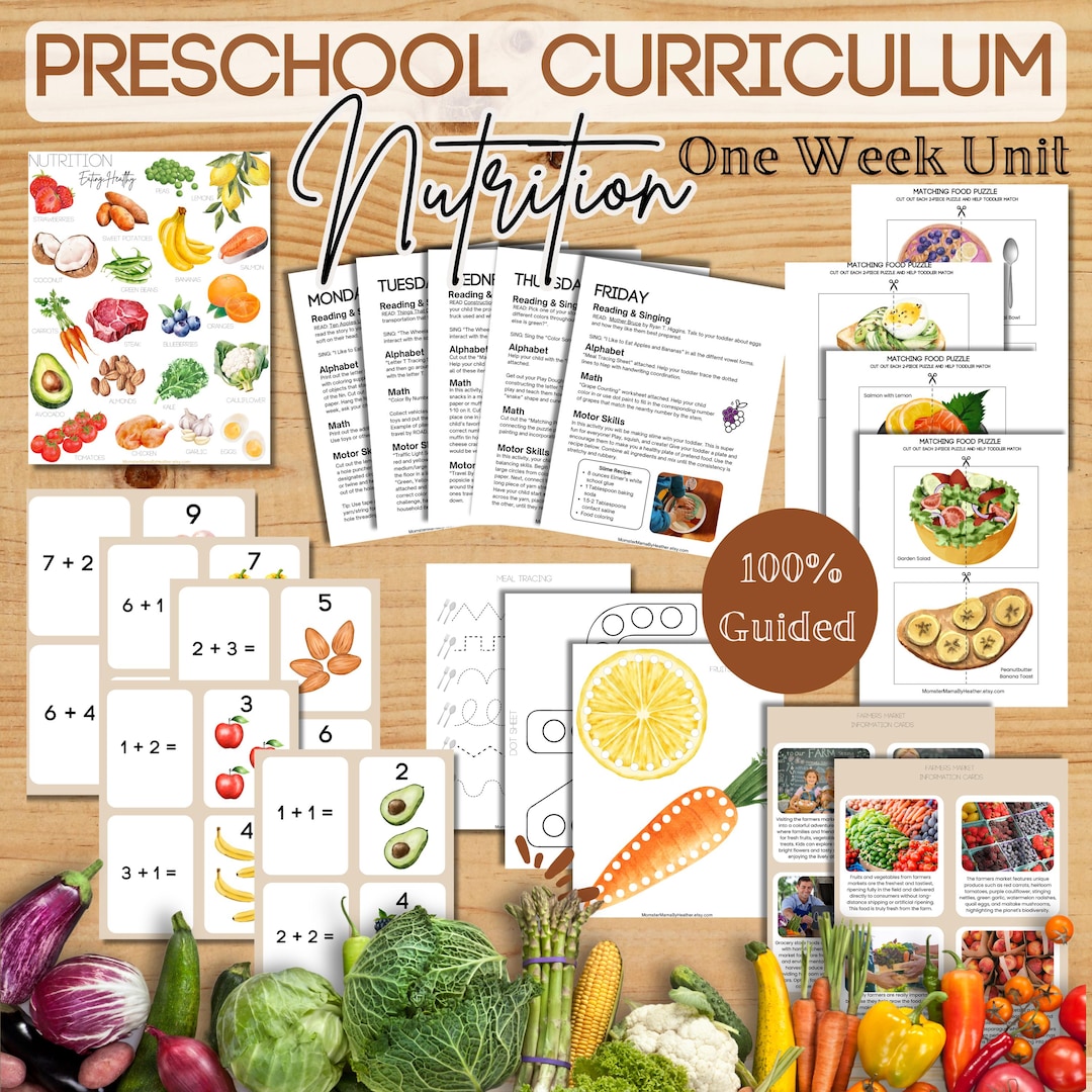 NUTRITION Preschool Curriculum - Completely Guided Lessons - Hands on ...