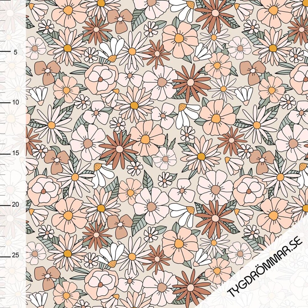 Robyn Organic Jersey Knit European Floral Fabric, Pretty Flower Fabric ...