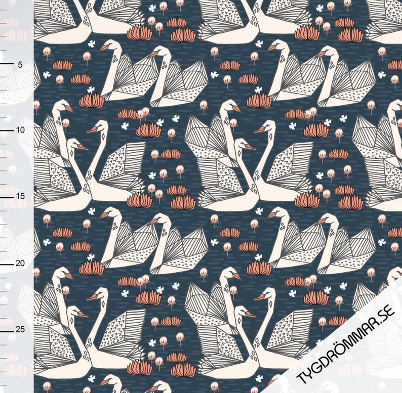 Swan French Terry Knit Fabric, European Organic Cotton Knit, Tygdrommar ...