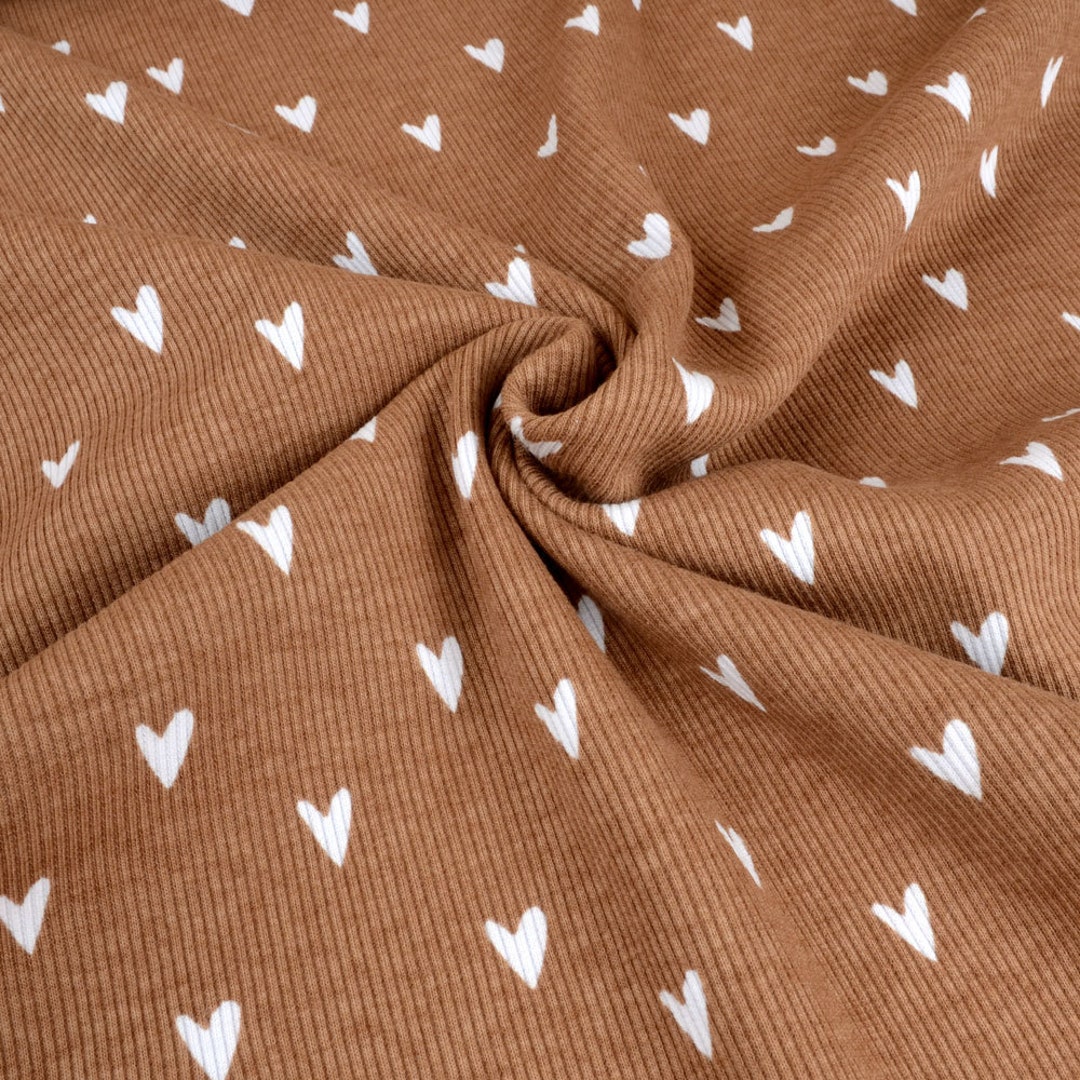 Hearts Ribbed Sandstorm Knit Fabric, Ribbed Knit, Tygdrommar, Hearts ...