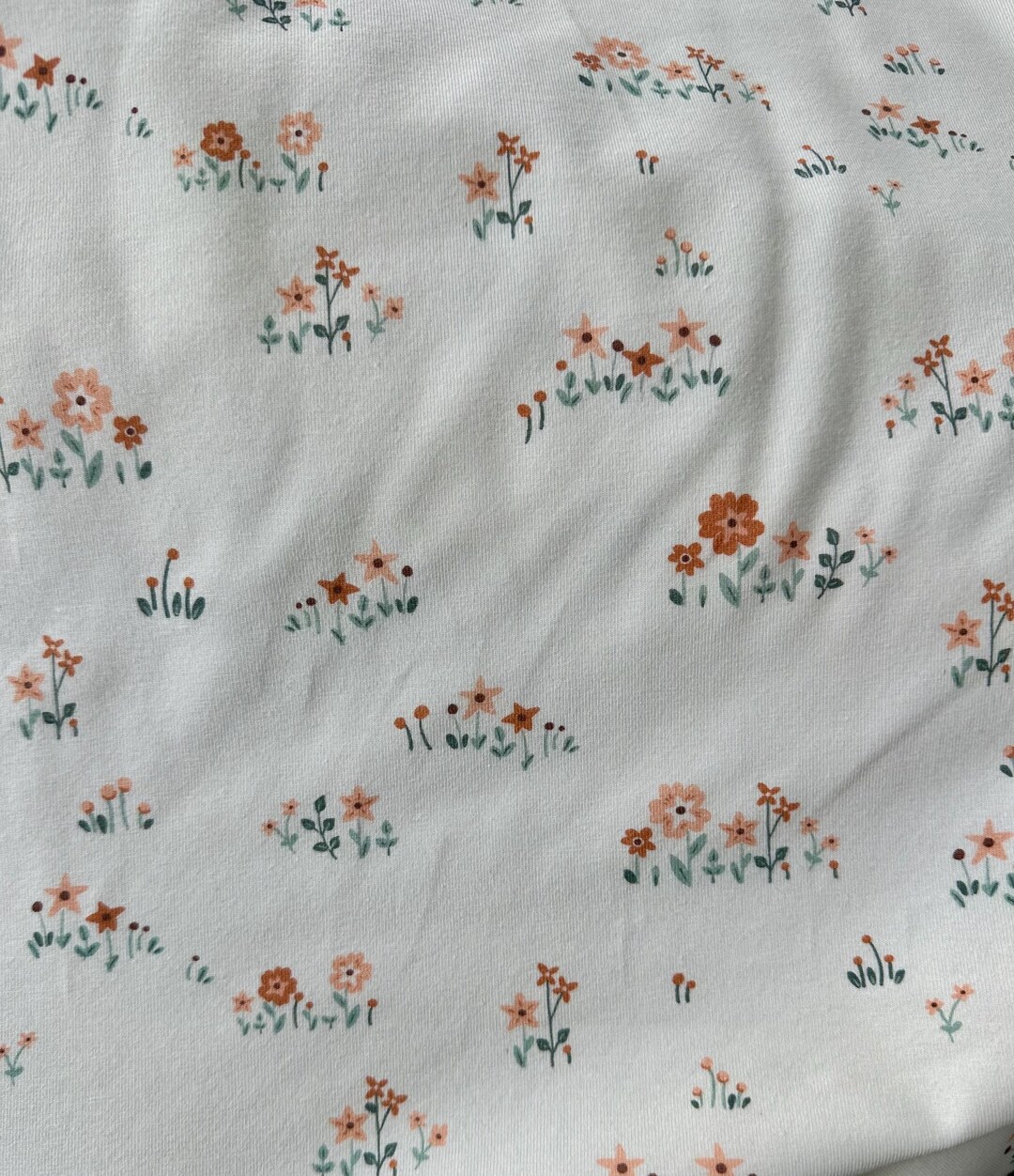 Flower Patch Jersey Knit Fabric, Adorable Floral Knit Fabric, Perfect ...