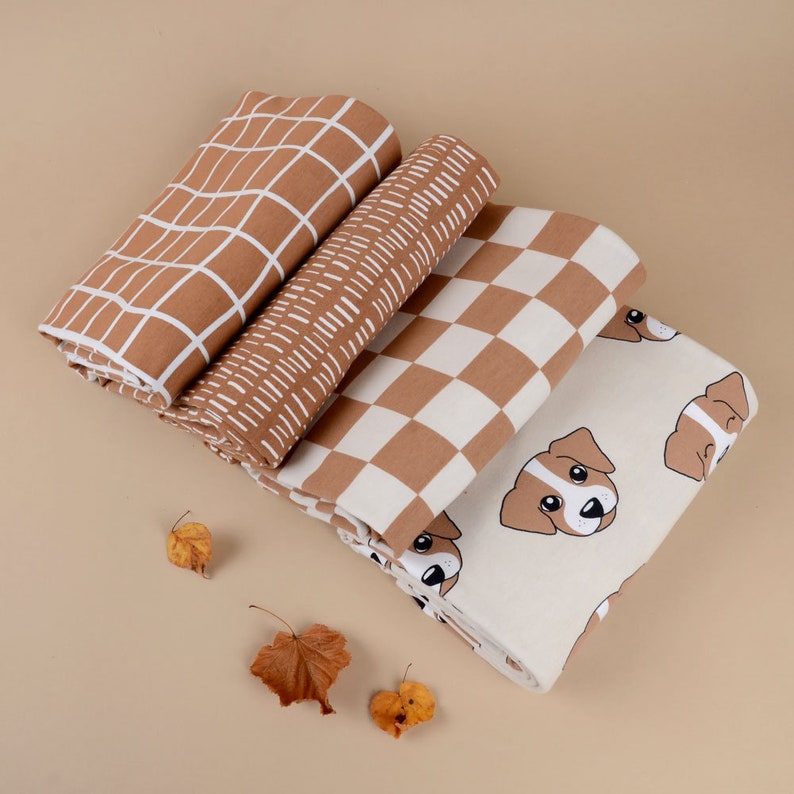 Blocks Sandstorm Jersey Knit Fabric, Tygdrommar Checkered Knit Fabric ...