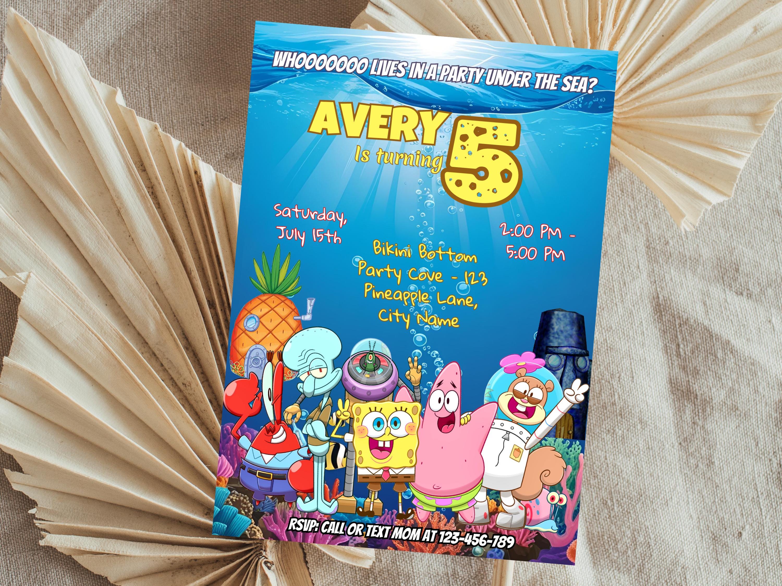 Spongebob Birthday Invitation | 5x7 Editable Template | Under the Sea ...
