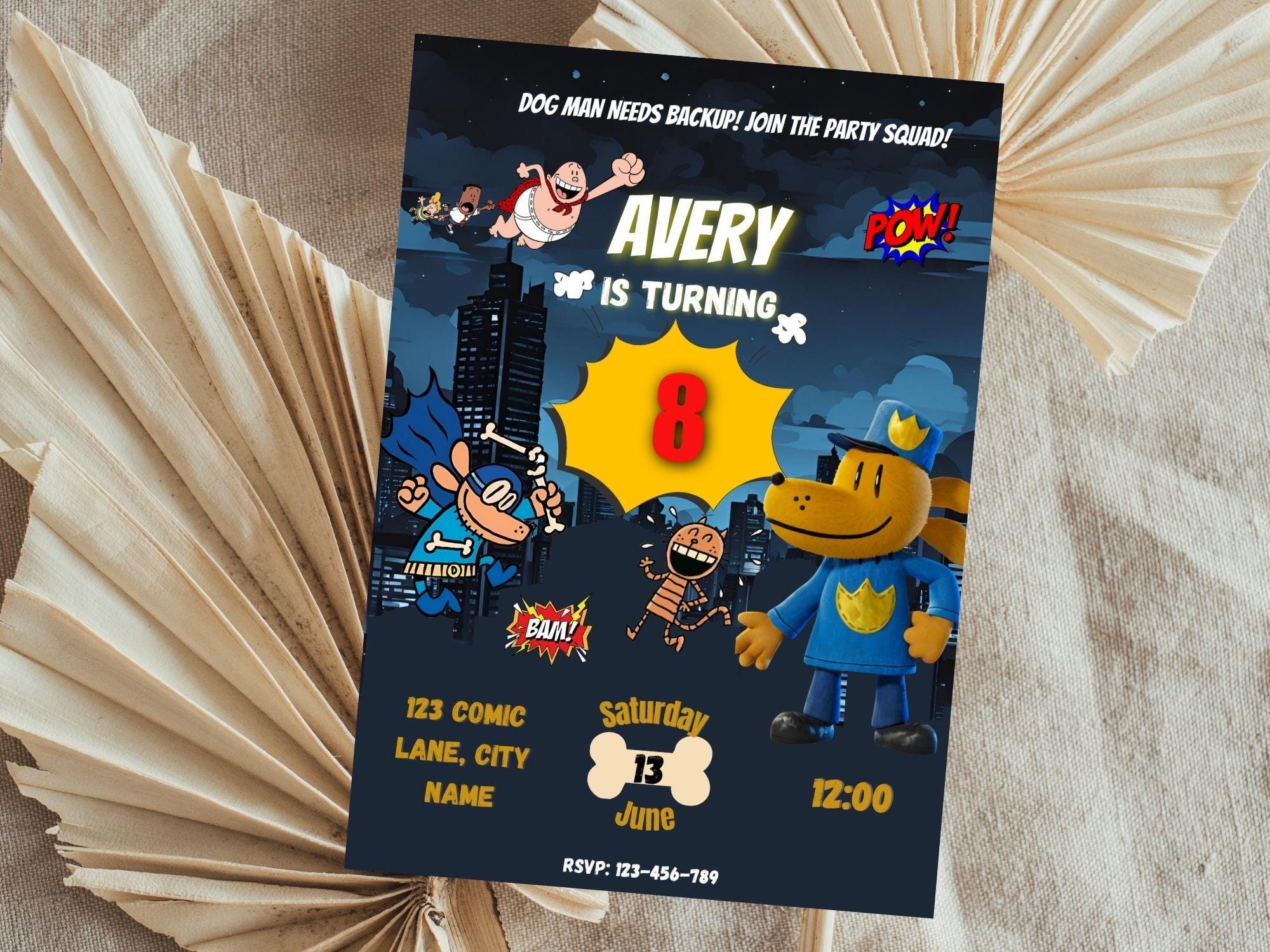 Dog Man Birthday Invitation | Editable Comic Book Party Template | 5x7 ...
