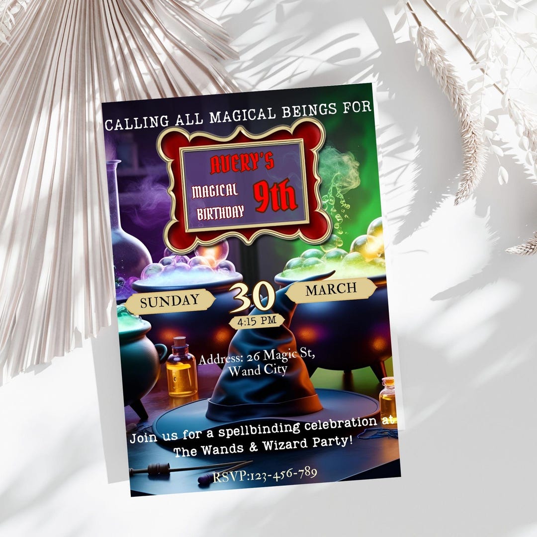 Magical Wizard Birthday Invitation | Spellbinding 5x7 Party Printable ...