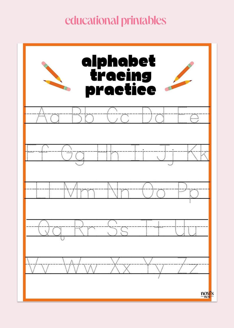 Alphabet Tracing Practice Printables Early Learning Worksheets PDF - Etsy
