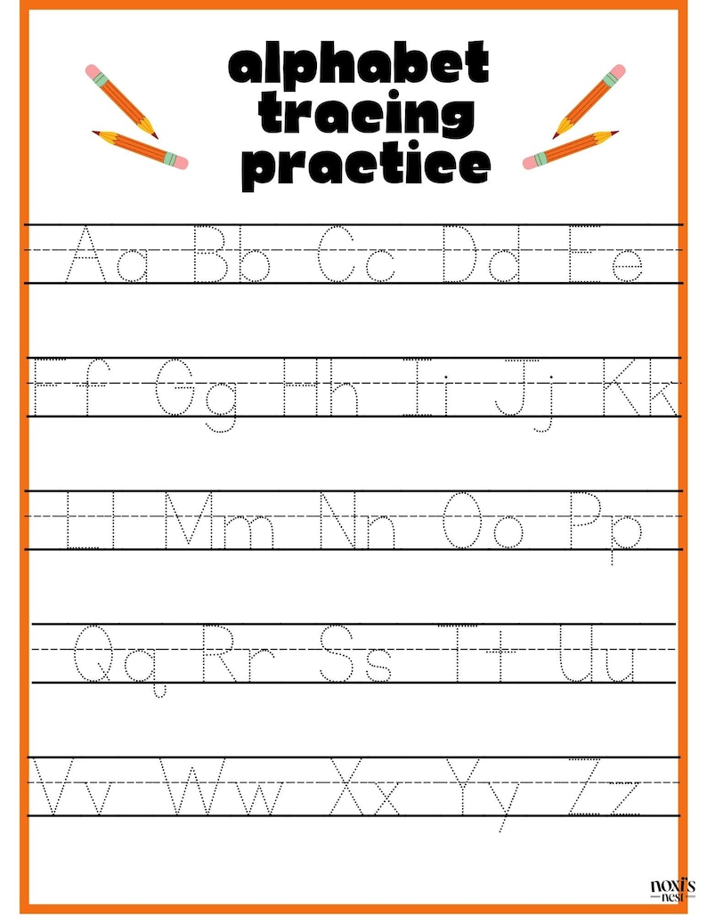 Alphabet Tracing Practice Printables Early Learning Worksheets PDF - Etsy