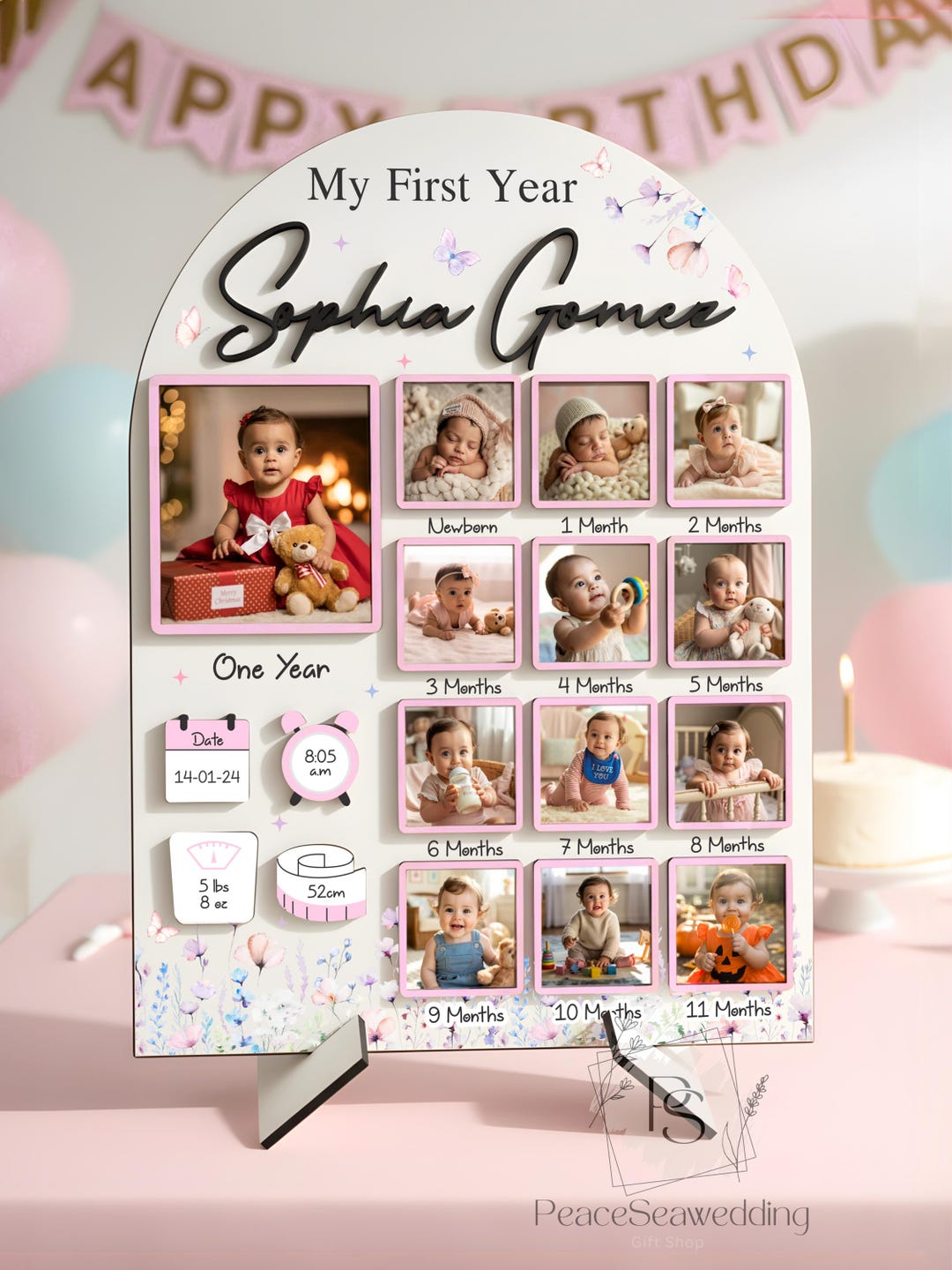 Personalized Baby First Year Milestone Board, My First Year Frame, 1st ...