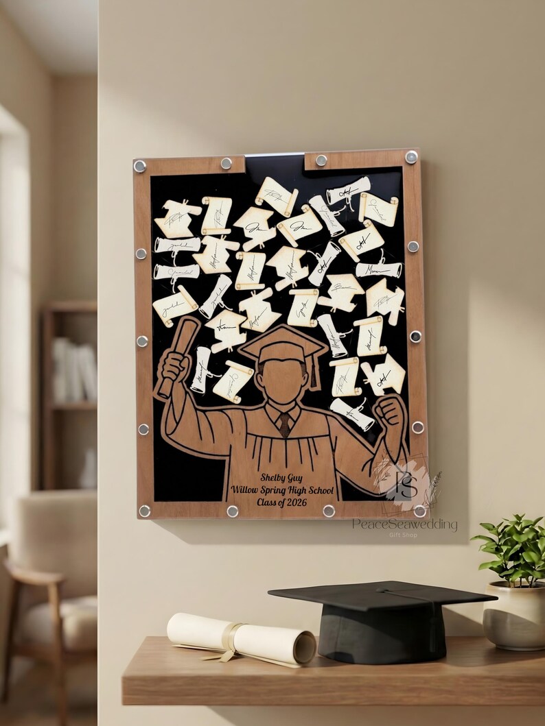 Personalized Graduation Guest Book, Custom Wooden Sign for Graduation ...