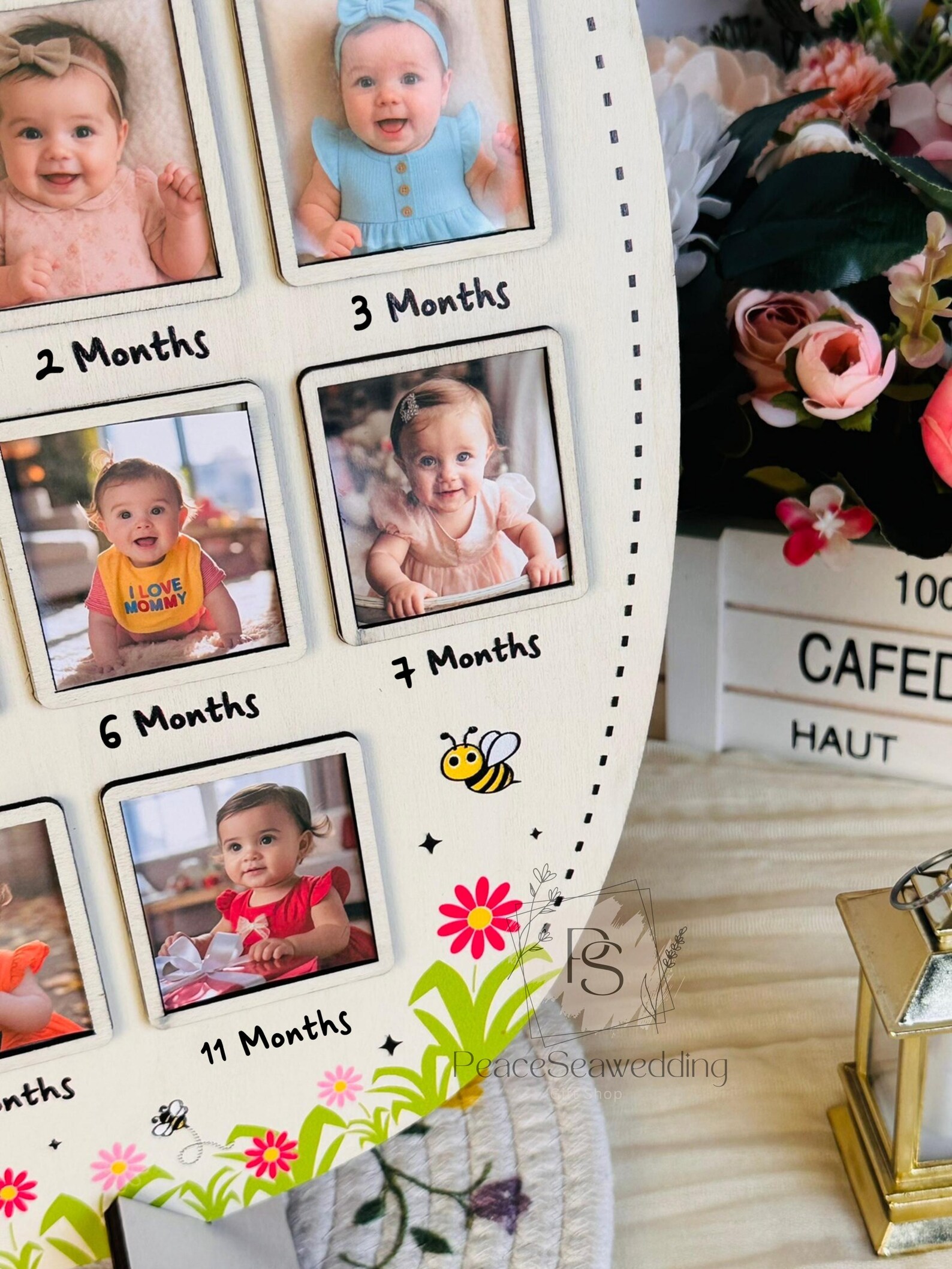 Custom 12 Month Photo Frame, Pooh Theme Baby Milestone Keepsake, My ...