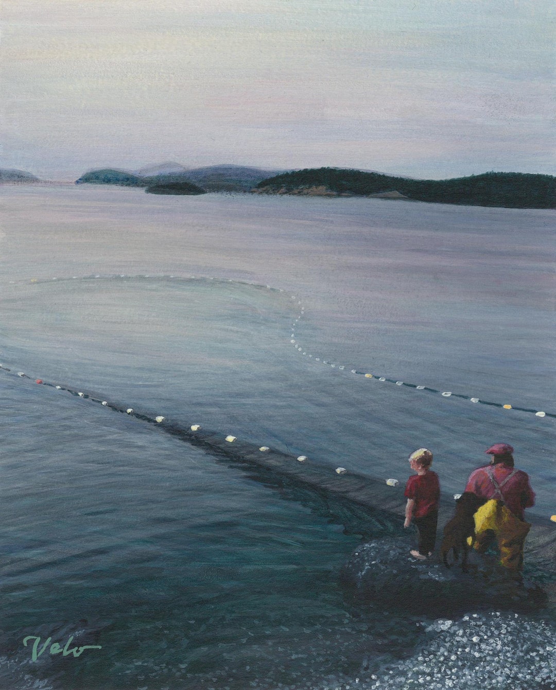 PNW Island Scene Original Fine Art Print, "waiting." Signed by Artist ...