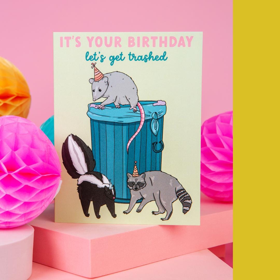 Trashed Birthday Card | Funny Garbage-easter Animals Birthday Card ...