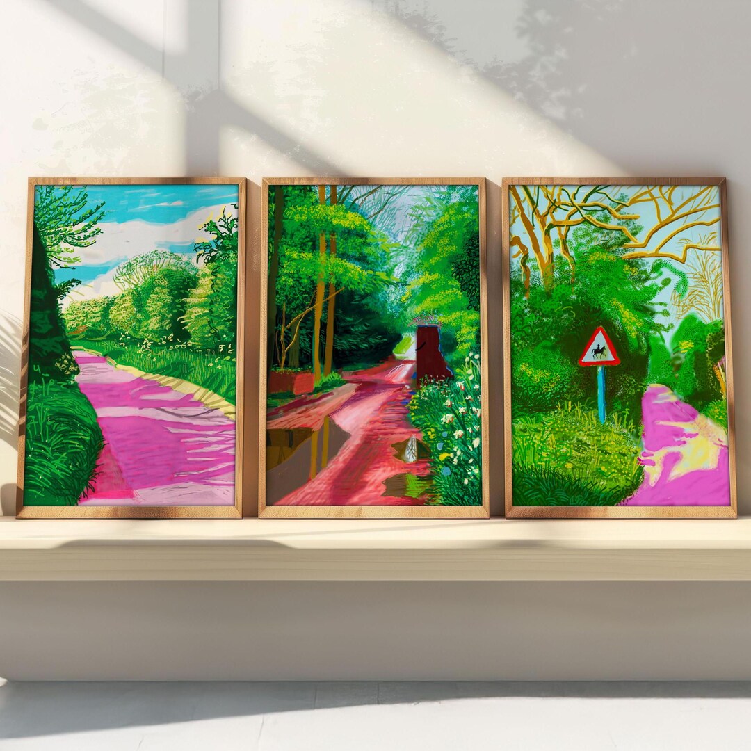 David Hockney Prints Set of 3 arrival of Spring Fine Art Prints Modern ...