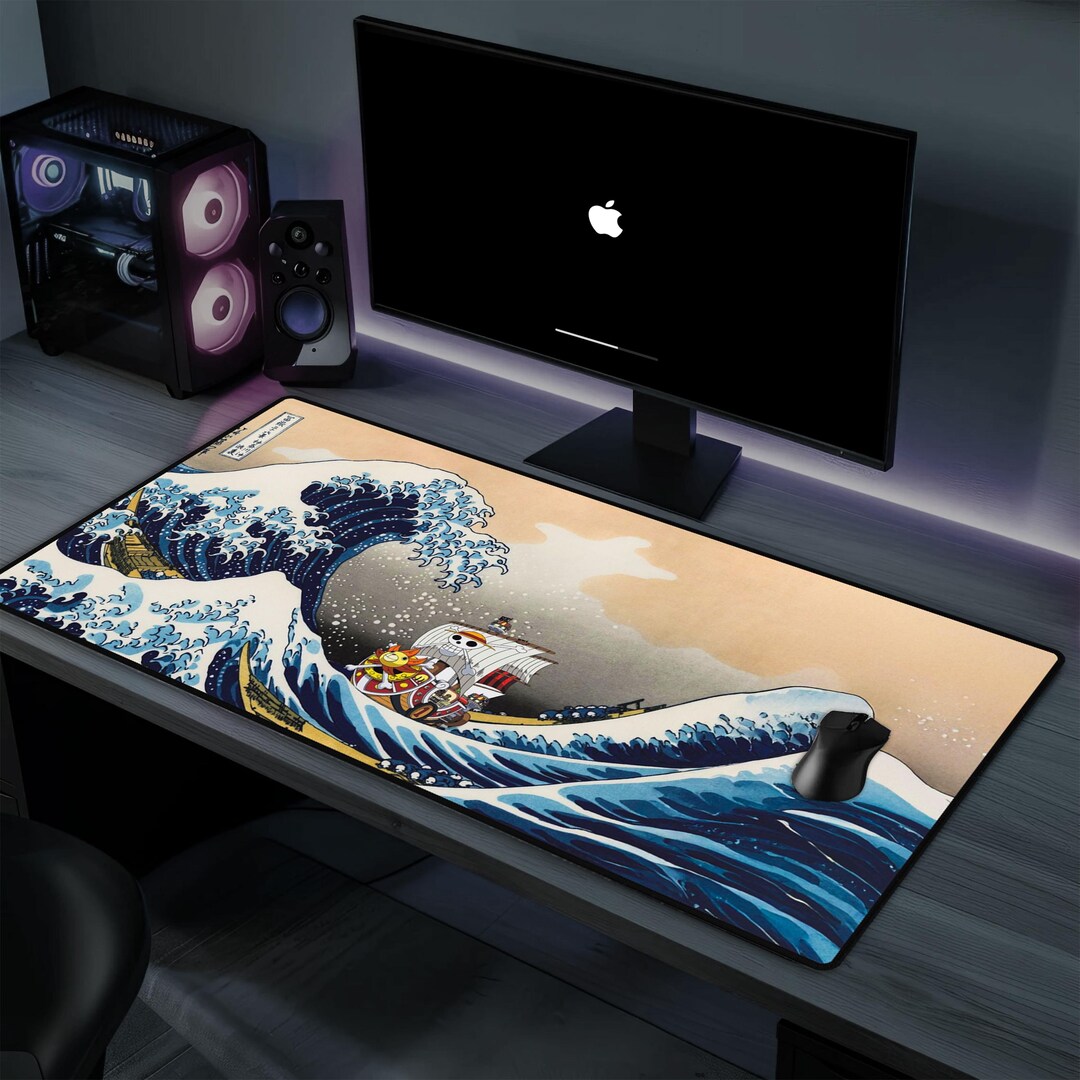 Japanese Great Wave Desk Mat, Art Desk Mat, Ocean Mouse Pad, the Great ...