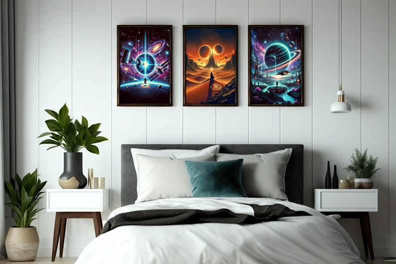 Outer World Sci-fi Movie Posters Set, Galactic Odyssey Wall Art, Space ...