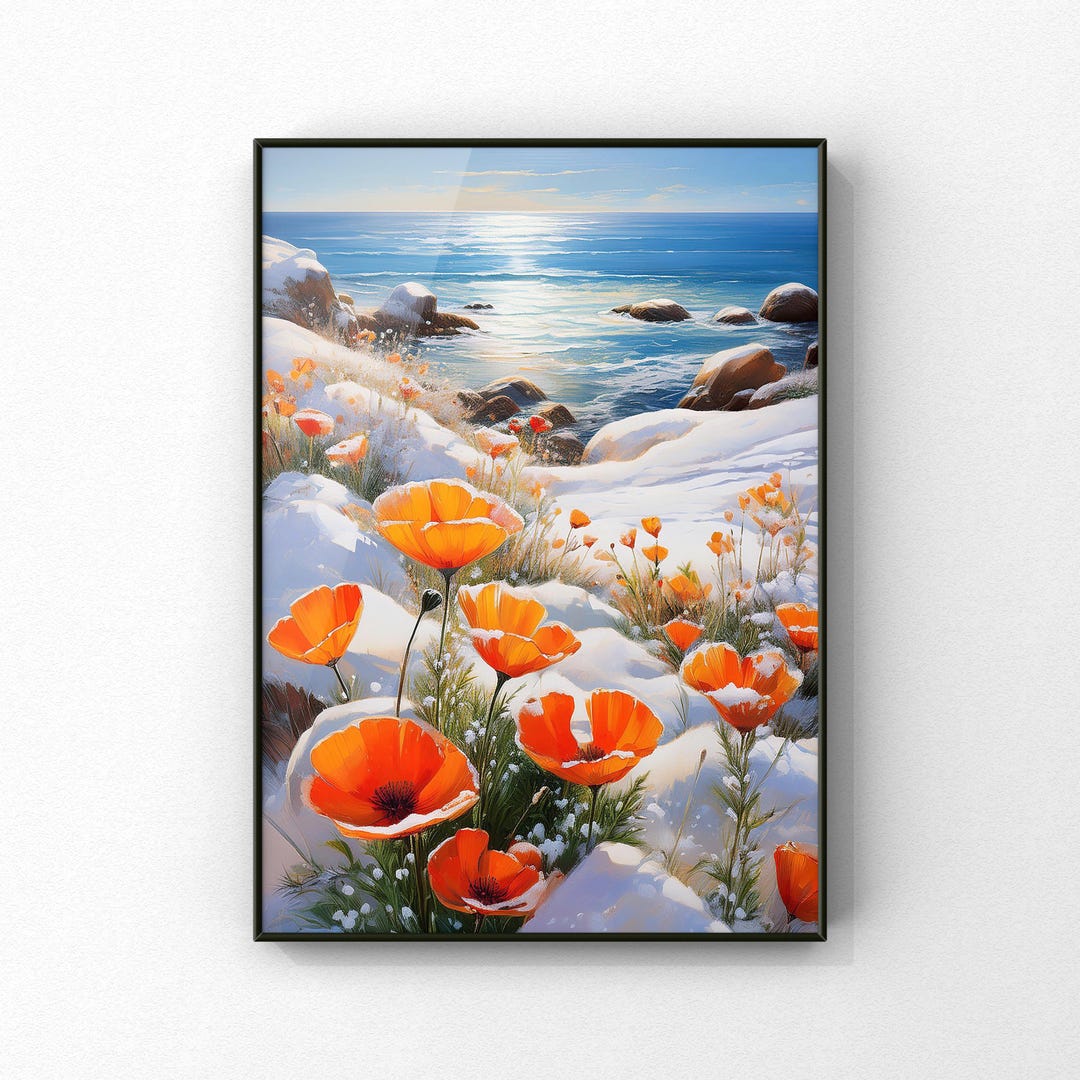 Snow Poppies Christmas Digital Download, Wall Art, Printable Art ...