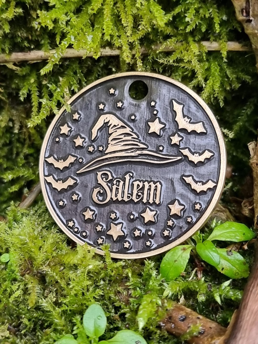 Personalized Thick Solid Brass Pet ID Tag for Cats & Dogs - Deep ...
