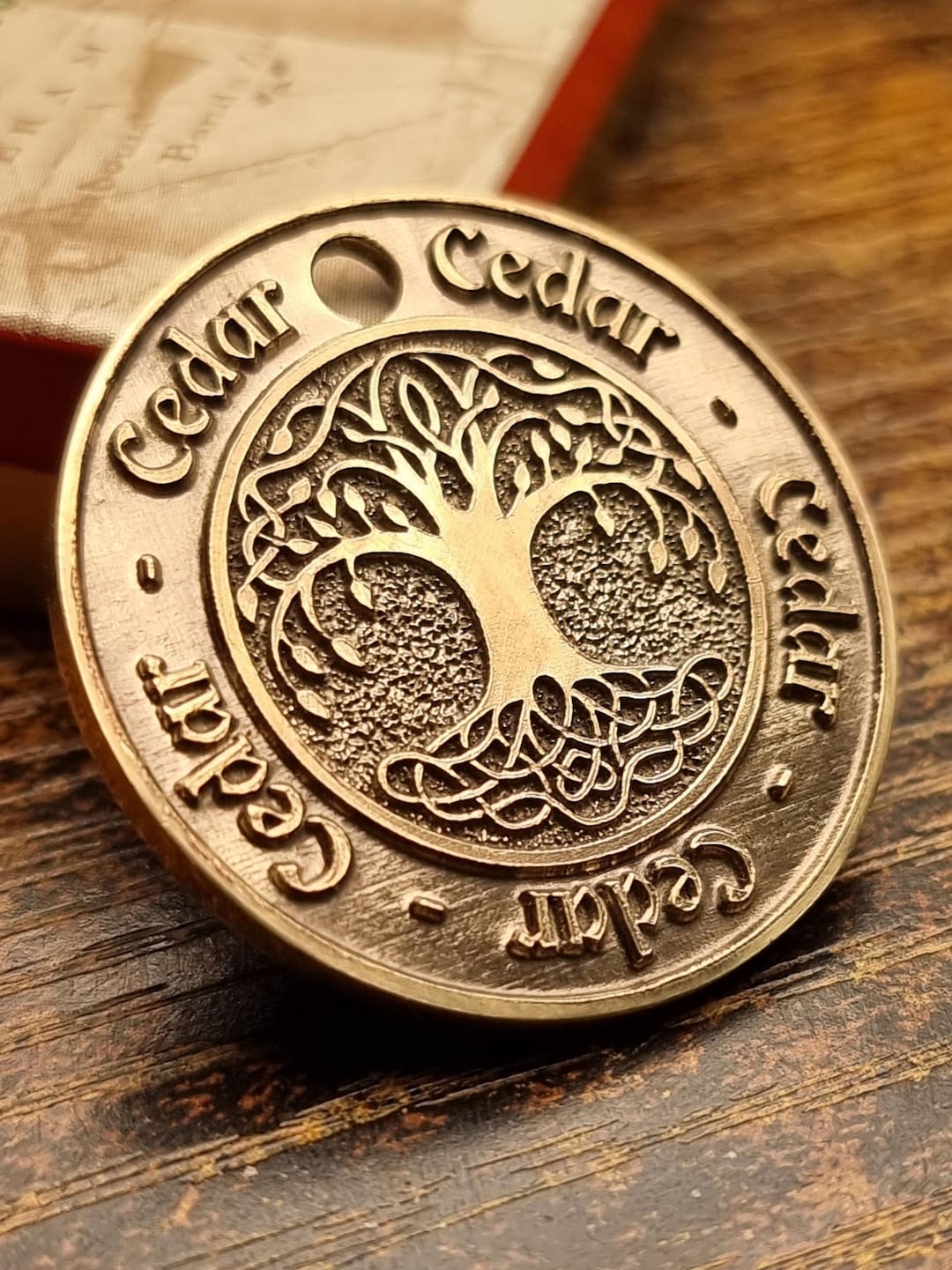 Tree of Life Thick Solid Polished Brass Personalized Pet ID Tag for ...