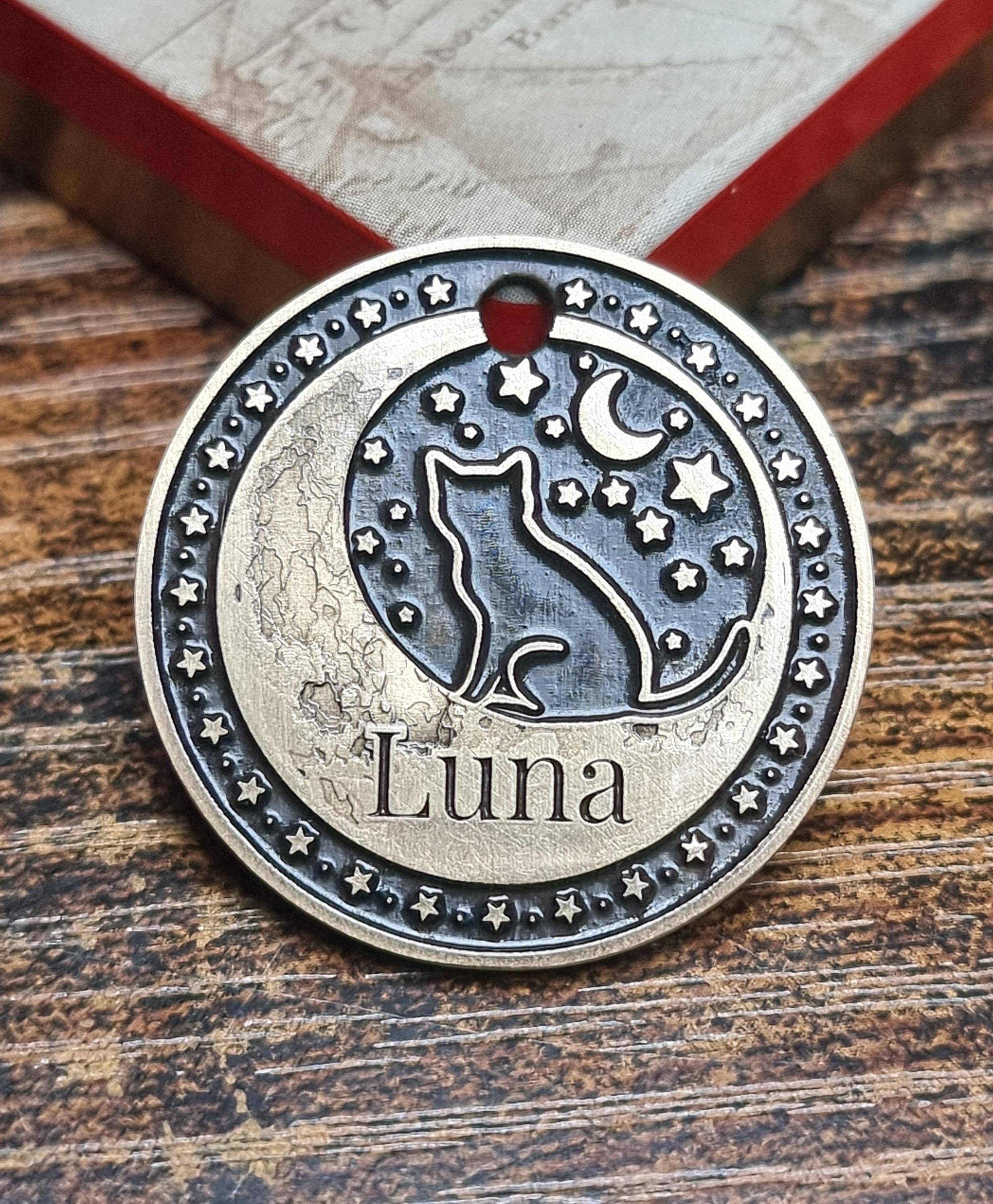 Personalized Thick Solid Brass Pet ID Tag for Cats & Dogs - Deep ...