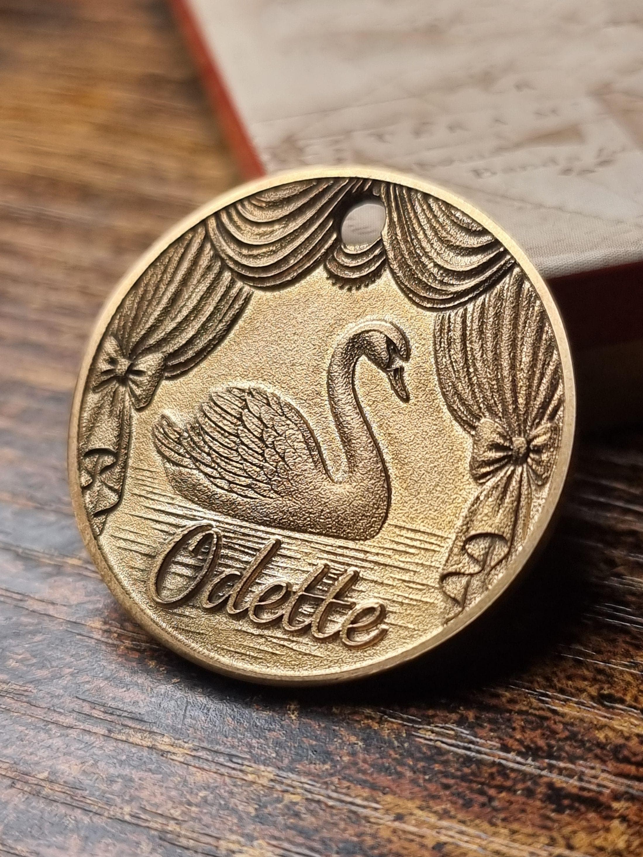 Swan Lake Theater Pet Tag Personalized Brass Pendant Vintage Ballerina ...