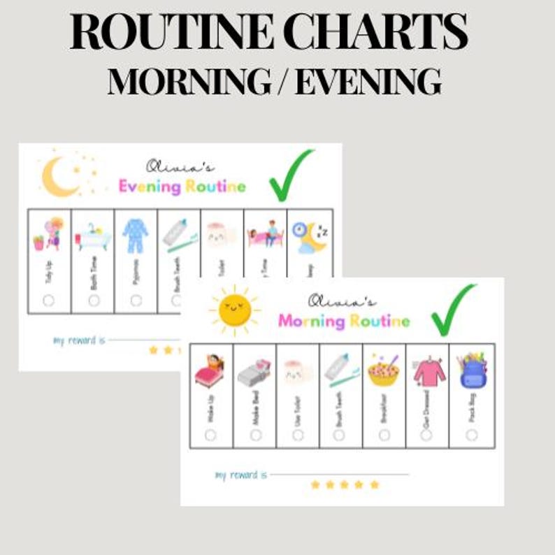 Editable Kids Morning/evening Routine Chart, Daily Routine Chart, Daily ...