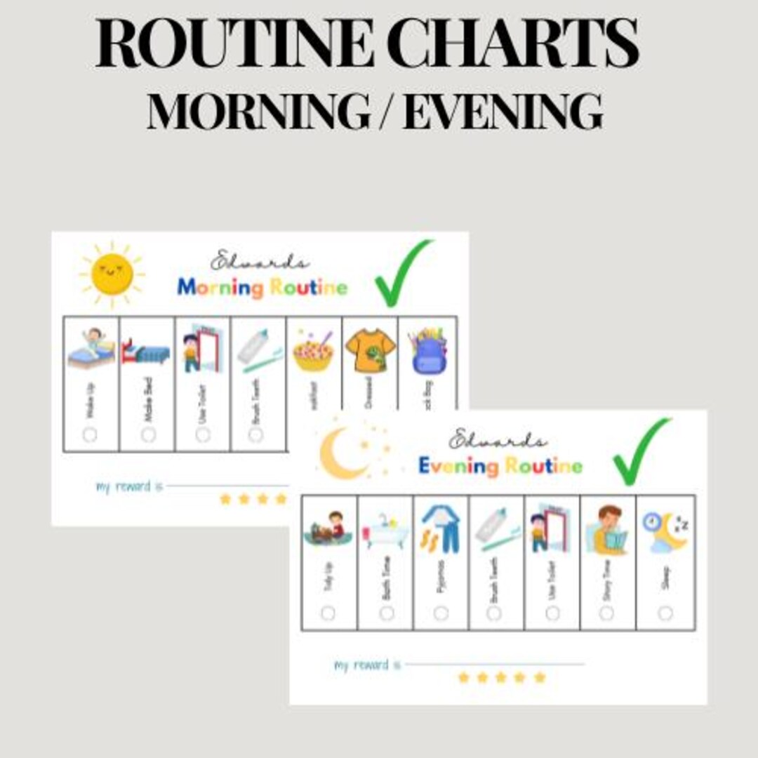 Editable Kids Morning/evening Routine Chart, Daily Routine Chart, Daily ...