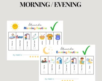 Editable Kids Morning/evening Routine Chart, Daily Routine Chart, Daily ...