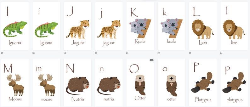 Wildlife Alphabet Cards digital - Etsy