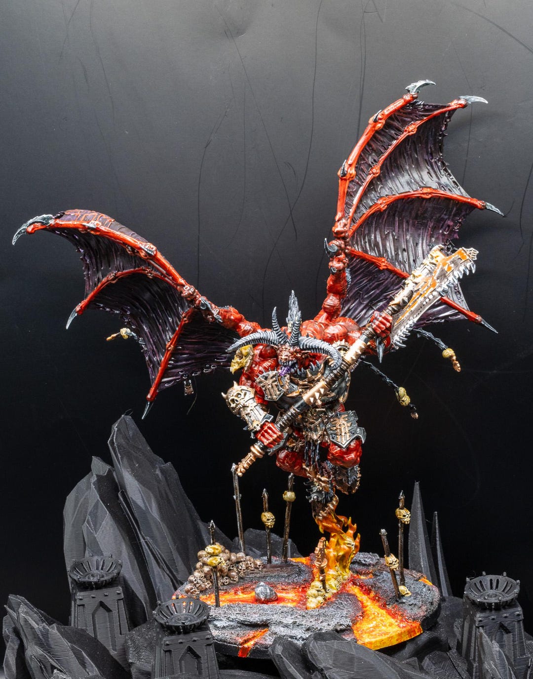 Parade-level Painted Daemons of Khorne Bloodthirster - Custom Lava ...