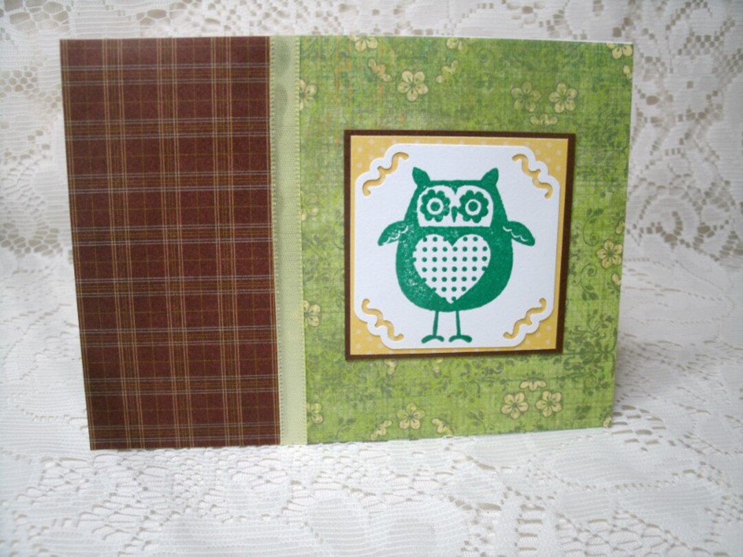 HOOT HOOT Cute Little Owl Card, Single Card, Blank Inside. Hand Punched ...