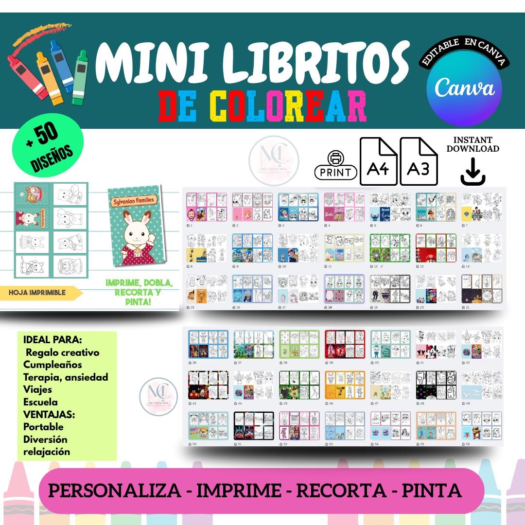 Mini Coloring Book Template Editable in Canva – 50 Printable Preschool ...