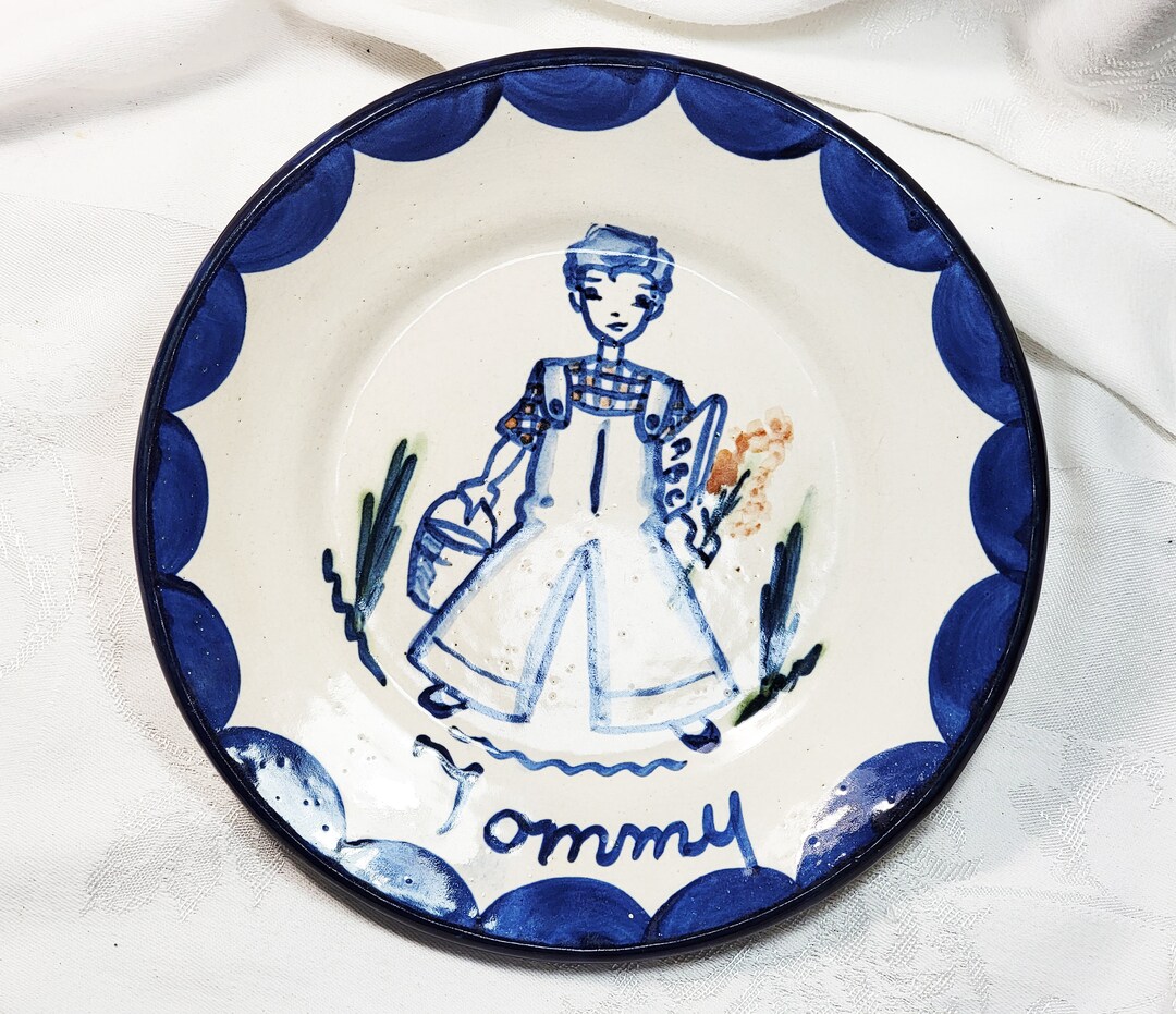 Hadley Stoneware Tommy Plate: Hand-painted Nursery Decor - Etsy