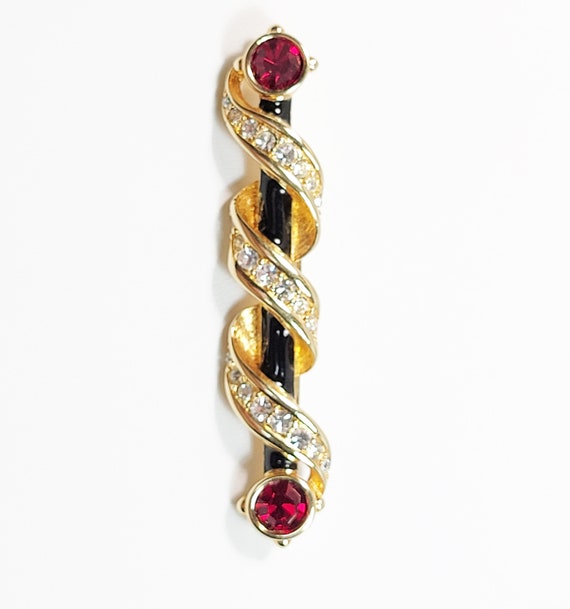 Swarovski Bar Pin Brooch Gold Ruby Red Black Crystal … - Gem