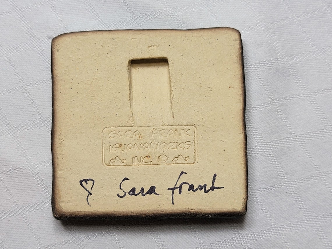 Sara Frank Pottery Spider Tile Green Insects Beetles Small 2 - Etsy