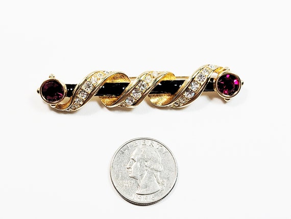 Swarovski Bar Pin Brooch Gold Ruby Red Black Crystal … - Gem