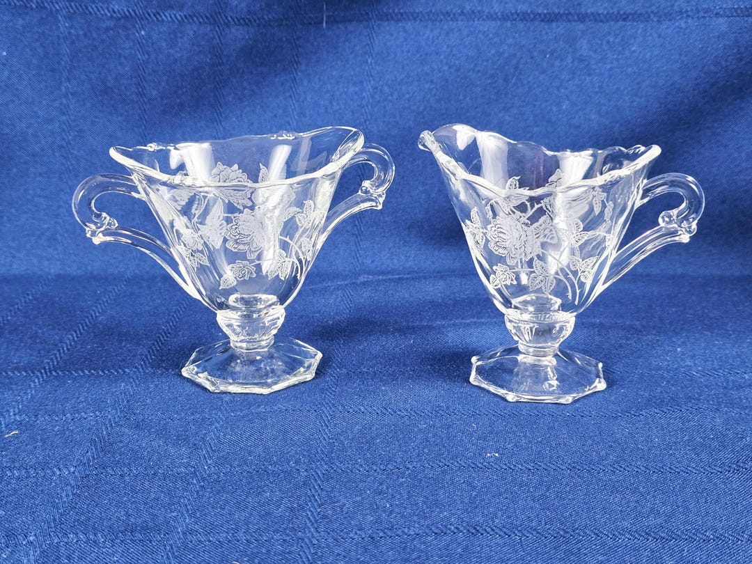Heisey Rose Sugar & Creamer Set Elegant Vintage 1949 - 1957 Pristine ...