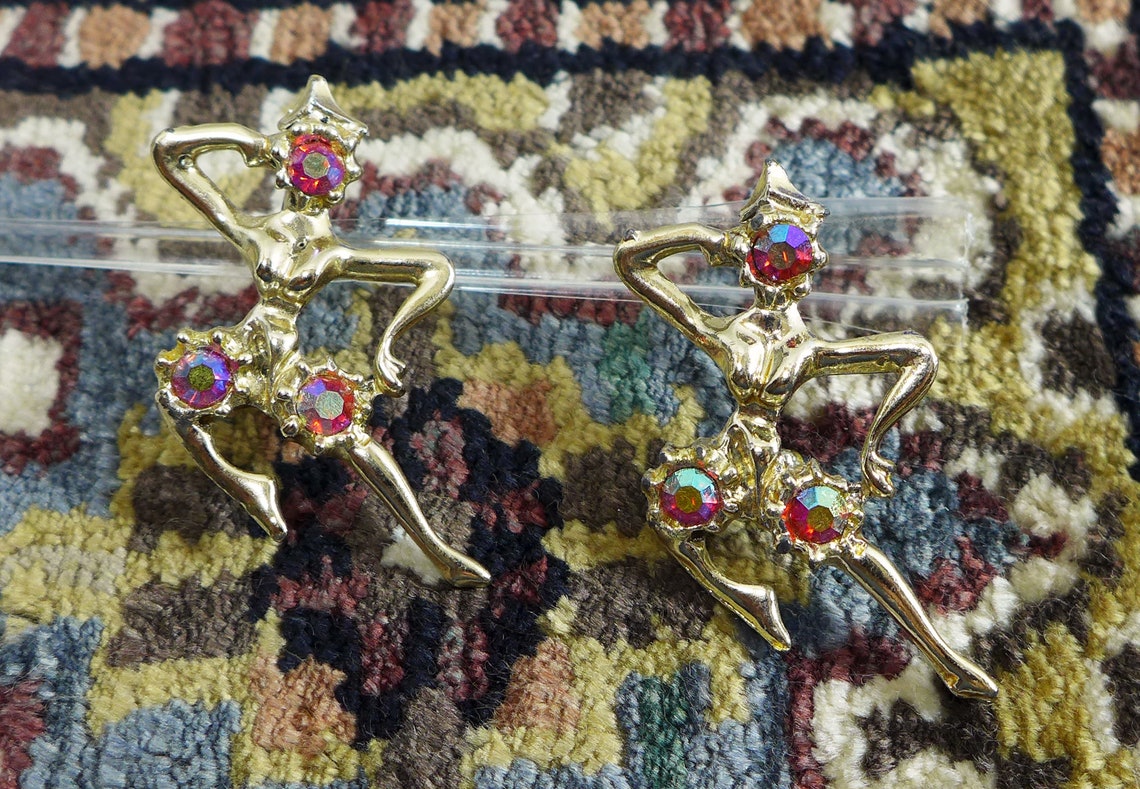 Too Cute Scatter Pins Oriental Dancers Gold Brooch Pin AB - Etsy
