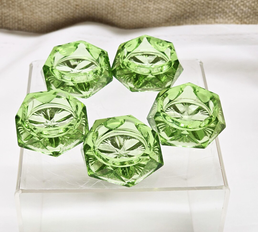 Set Salt Cellars Dips Green Glass Pressed Glass - Etsy