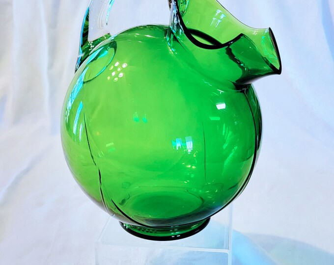 Mid Century Pitcher Cambridge Glass Company Emerald Green Tilt Pitcher ...