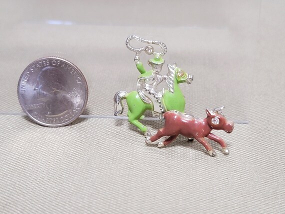 Mechanical Cowboy, Horse Roping A Calf Pin Brooch Ver… - Gem