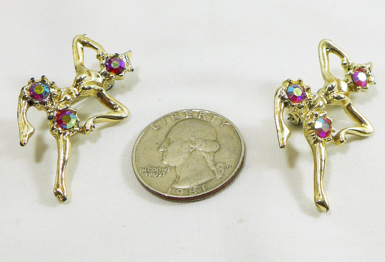 Too Cute Scatter Pins Oriental Dancers Gold Brooch Pin AB - Etsy