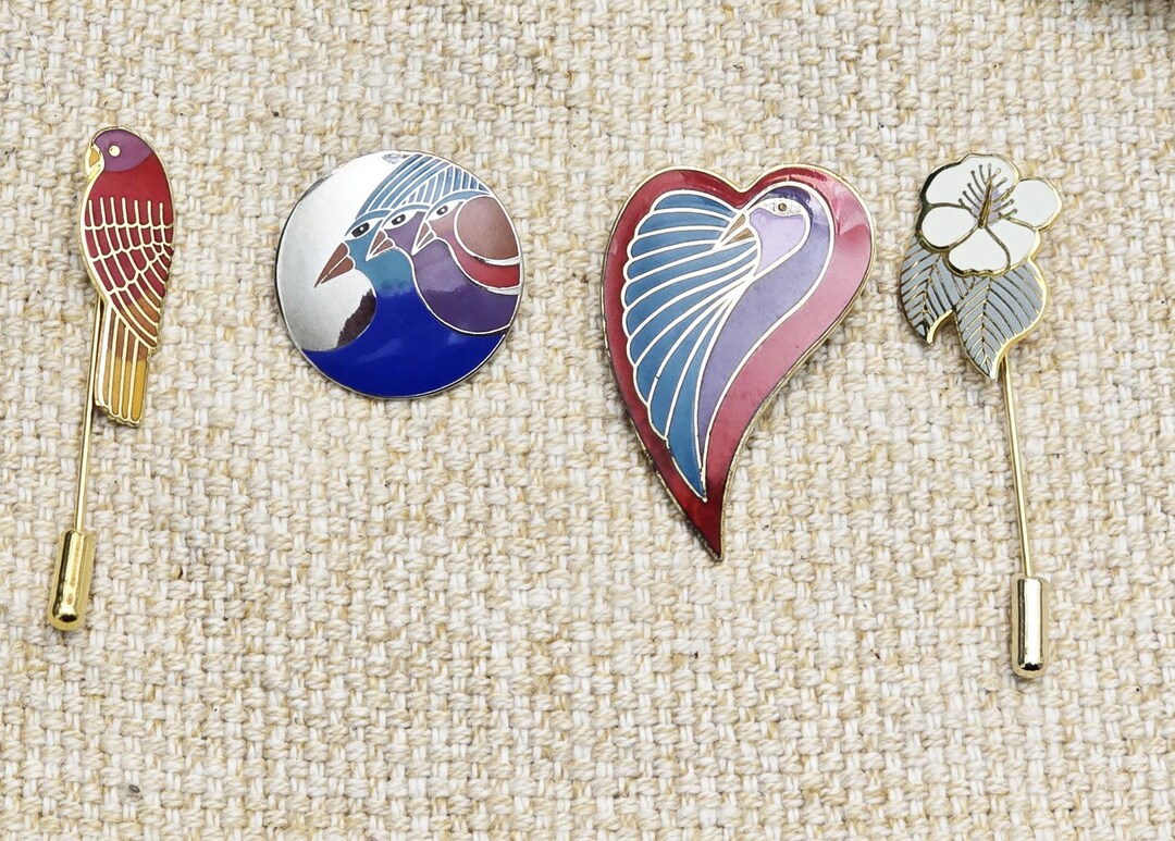 Laurel Burch Brooch Stick Pins Flowers Birds Colorful - Etsy