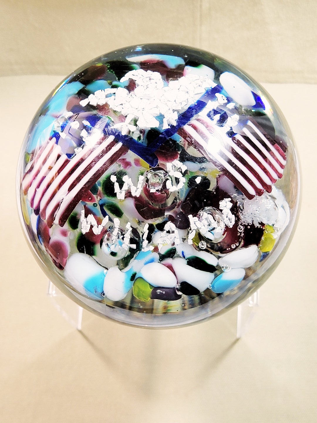 Vintage Paperweight Murano Huge US Flag American Eagle WS - Etsy