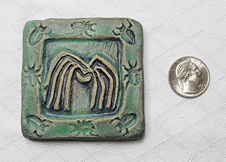 Sara Frank Pottery Spider Tile Green Insects Beetles Small 2 - Etsy