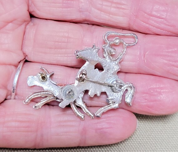Mechanical Cowboy, Horse Roping A Calf Pin Brooch Ver… - Gem