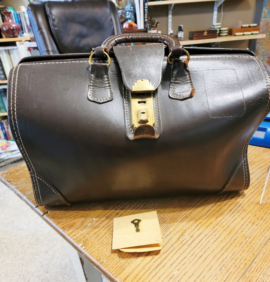 Ford Motor Company Leather Valise Doctor's Bag Briefcase Case RARE Art ...