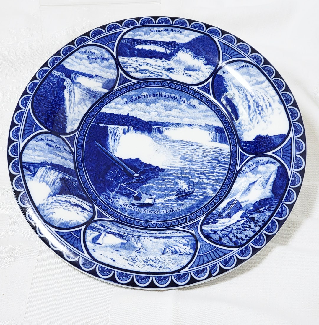 Niagra Falls Flow Blue Plate Transferware Souvenir Rowland & Marcellus ...